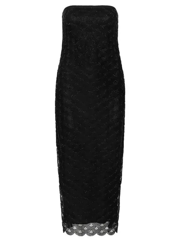ROTATE BY BIRGER CHRISTENSEN Strapless Maxi Dress With Bead Embellishment - Black
