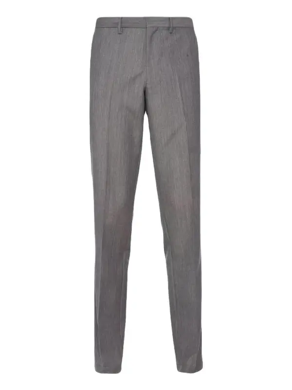 Prada Tailored Trousers With Logo Plaque - Grey