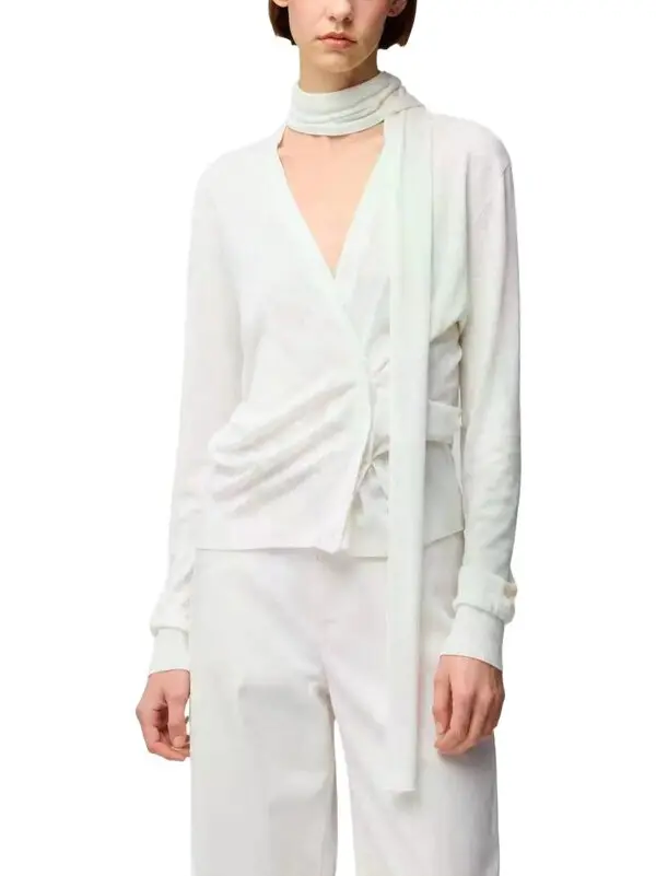 RETORI Retrofi Silk Scarf Detail Cardigan - Neutrals