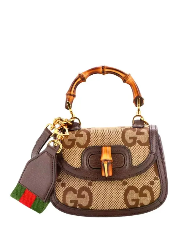 Gucci Bamboo 1947 Jumbo Gg Canvas Mini Crossbody Bag - Brown