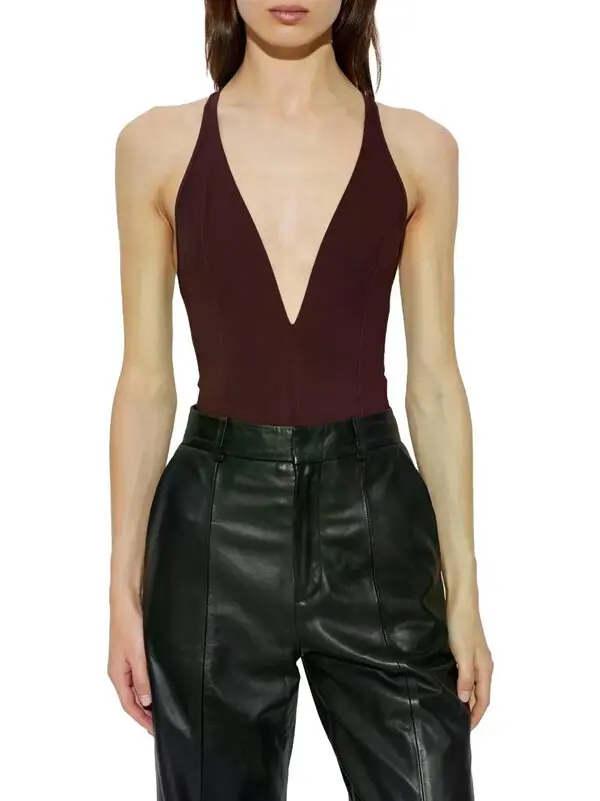 IRO PARIS V-neck Sleeveless Bodysuit - Brown