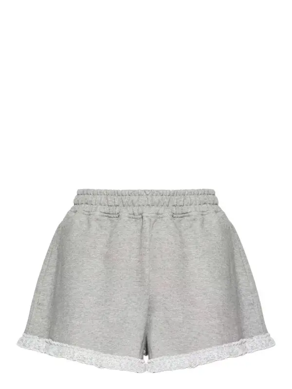 GANNI Lace-trimmed Cotton Jersey Shorts - Grey