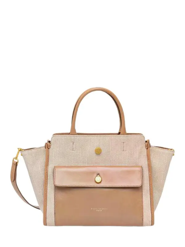 GIANNI CHIARINI Cher Leather-trimmed Canvas Tote Bag - Neutrals