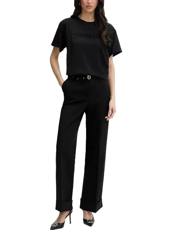 TWINSET Logo Embroidered T-shirt - Black
