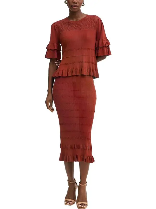 TWINSET Pointelle-knit Midi Skirt - Brown