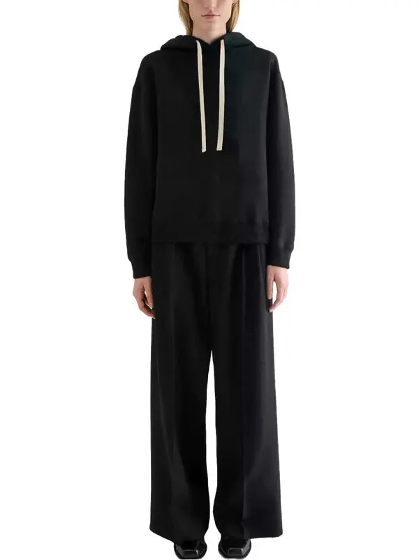 JIL SANDER Logo Print Cotton Hoodie - Black