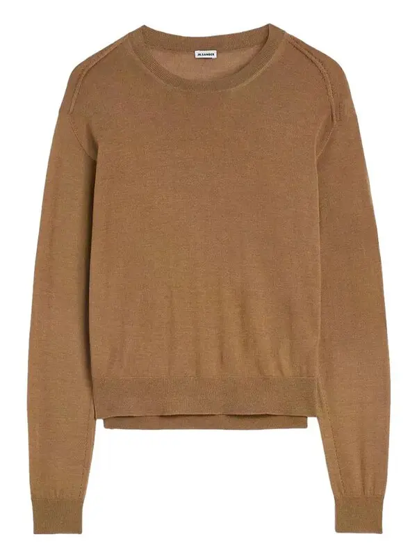JIL SANDER Ribbed-trim Crew-neck Sweater - Brown