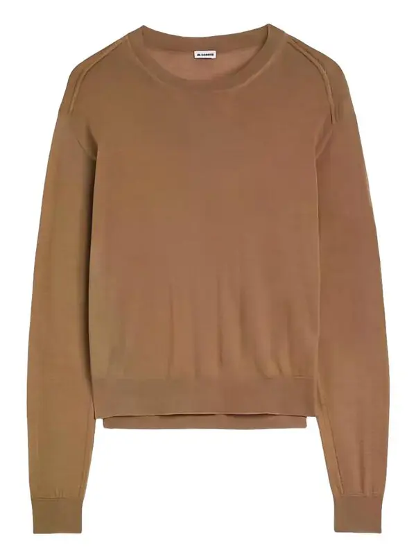 JIL SANDER Ribbed-trim Crew-neck Sweater - Brown