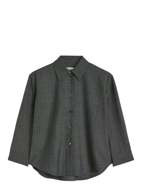 JIL SANDER Pinstripe Cropped Shirt - Grey