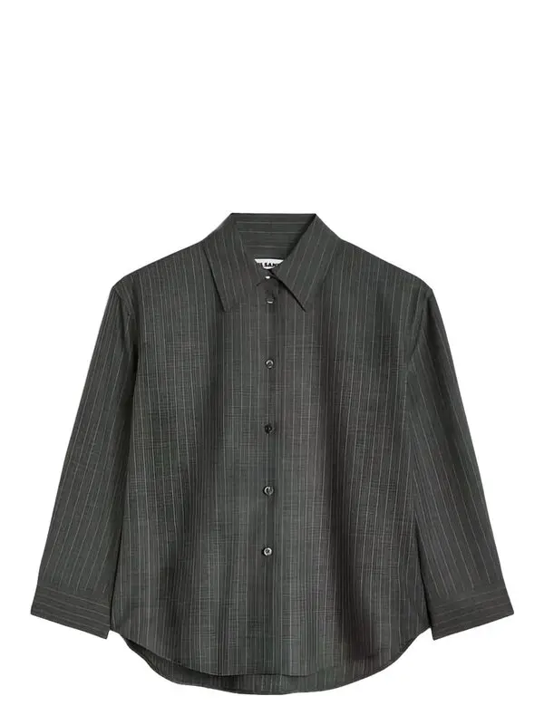 JIL SANDER Pinstripe Cropped Shirt - Grey