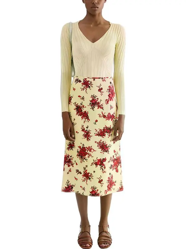 JIL SANDER Floral Print Midi Skirt - Neutrals