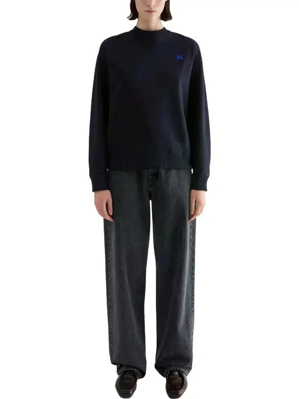 JIL SANDER Embroidered Logo Cotton Sweatshirt - Blue