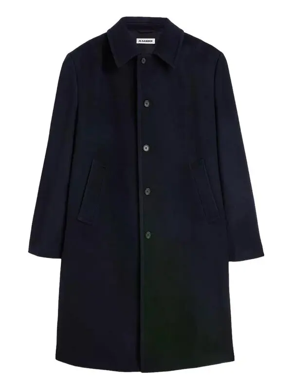 JIL SANDER Single-breasted Wool Coat - Blue
