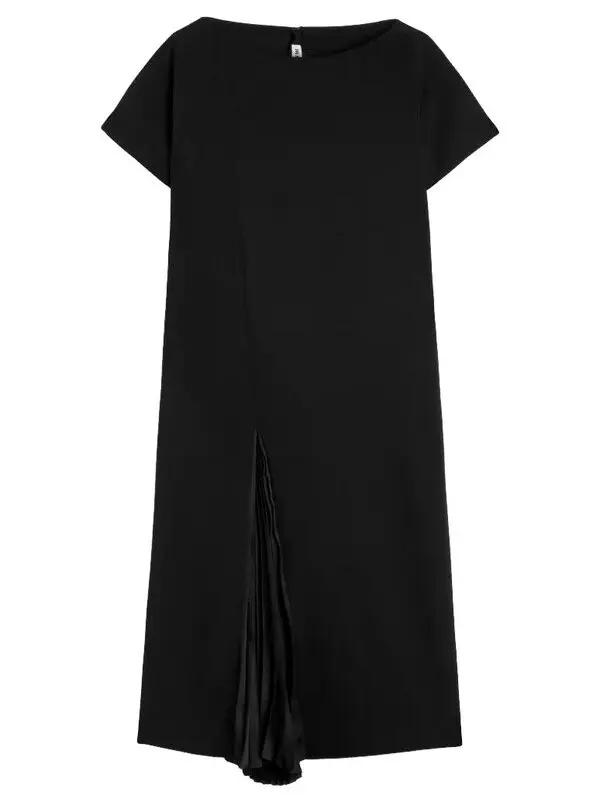 JIL SANDER Wool Sablé Pleated Dress - Black