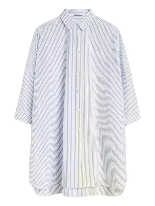 JIL SANDER Striped Cotton Poplin Shirt - White