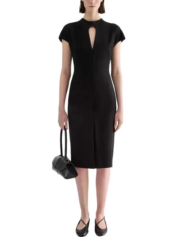 JIL SANDER Cut-out Wool Sablé Dress - Black