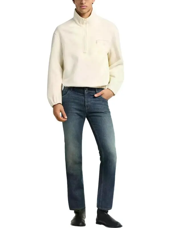 COURREGES Quarter-zip High-neck Sweater With Logo Patch - Neutrals