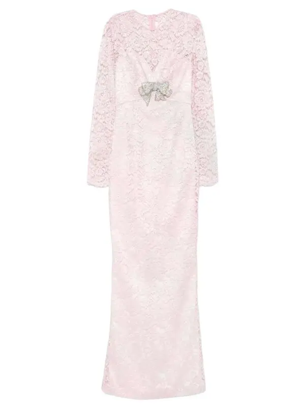 SILK LOVE & LACE Lace Maxi Dress With Crystal Embellishment And Bow Detail - Pink