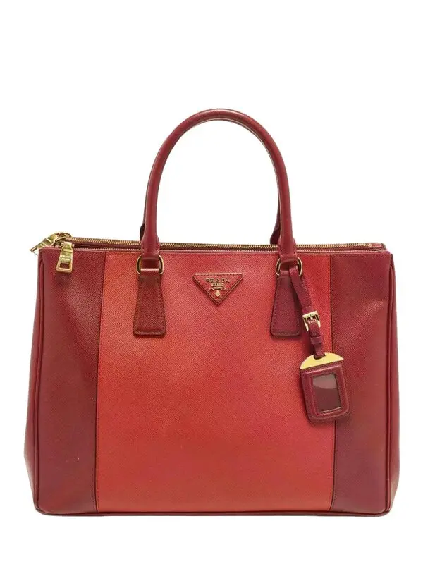 Prada Saffiano Double Zip Tote Bag - Red