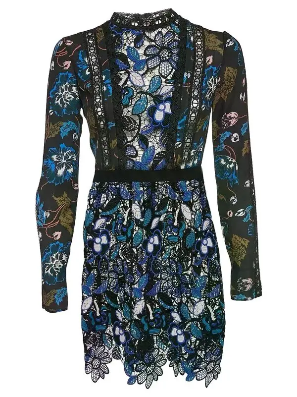 SELF-PORTRAIT Floral Lace Dress - Blue