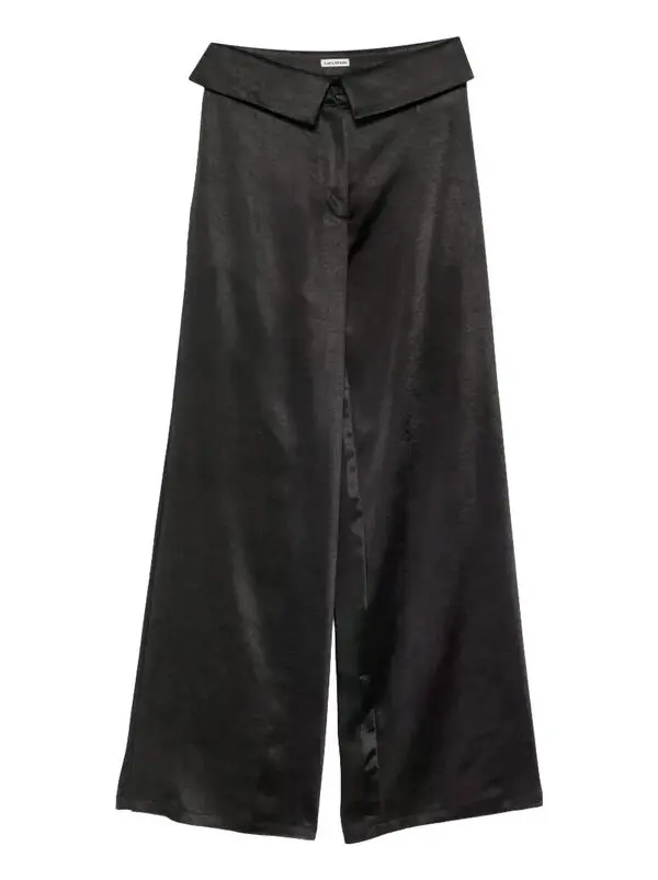 A.M.G. Foldover-waistband Wide-leg Trousers - Black