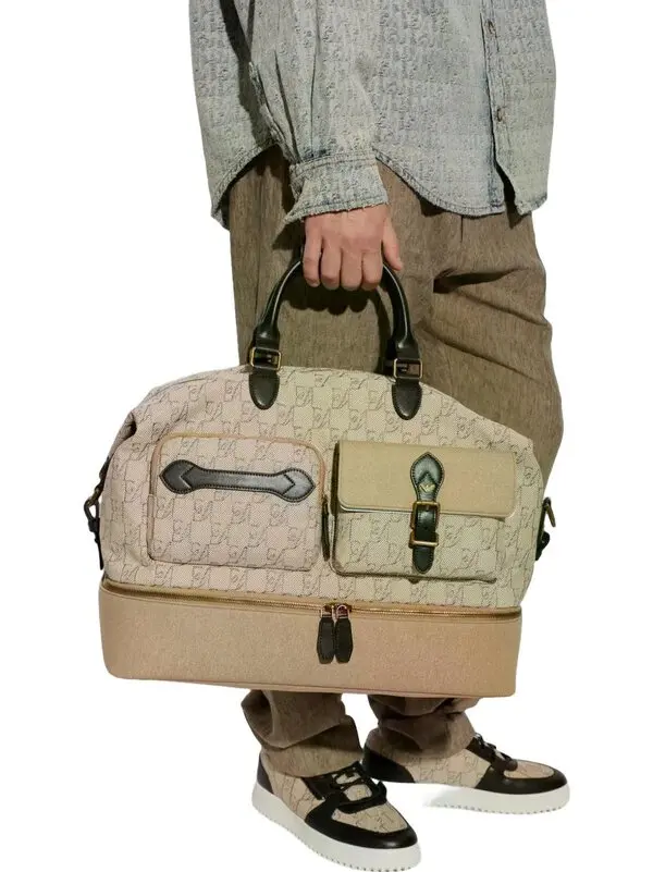 Emporio Armani Monogram Print Holdall Bag - Neutrals