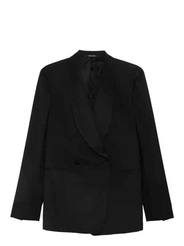 Tagliatore Super 110's Double-breasted Shawl-lapel Wool Blazer - Black