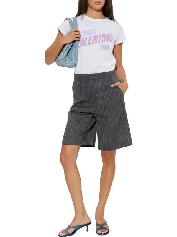 Valentino Garavani Tailored Pinstripe Wool Shorts - Grey