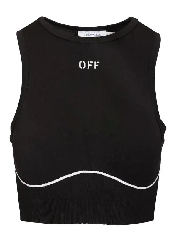 Off-White Off Stamp Seamless Cropped Top - Black