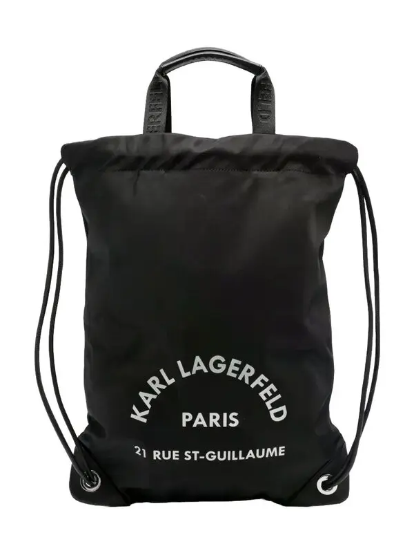 Karl Lagerfeld Logo Motif Drawstring Backpack - Black