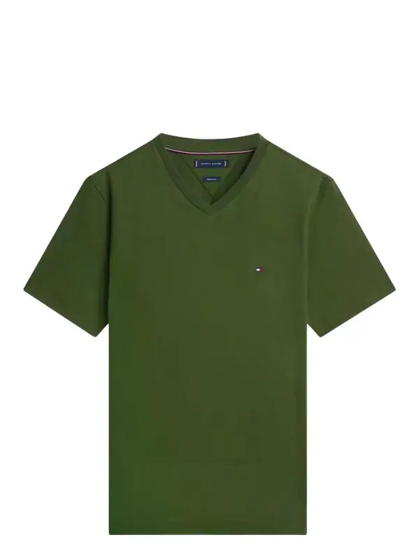 Tommy Hilfiger Logo-embroidered V-neck T-shirt - Green