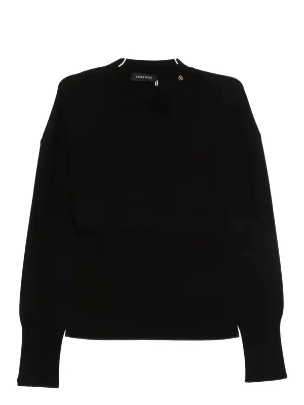 ANINE BING Ribbed Knit Mock Neck Sweater - Black