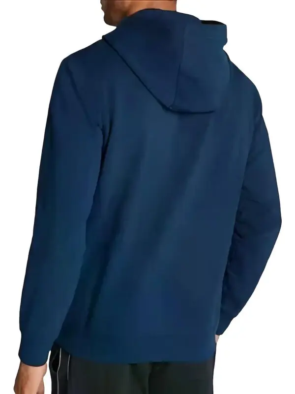Tommy Hilfiger Logo Embroidered Drawstring Hoodie - Blue