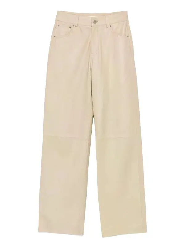 BY MALENE BIRGER Wide-leg Leather Trousers - Neutrals