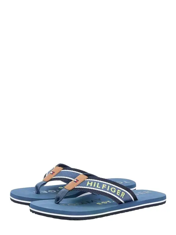 Tommy Hilfiger Striped Logo Flip-flops - Blue