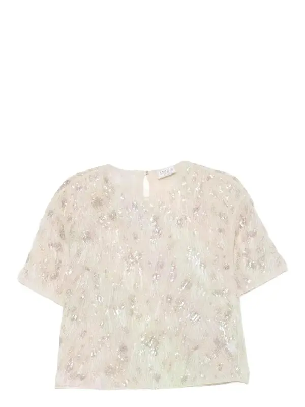 Brunello Cucinelli Sequin-embellished Fil-coupé T-shirt - Neutrals