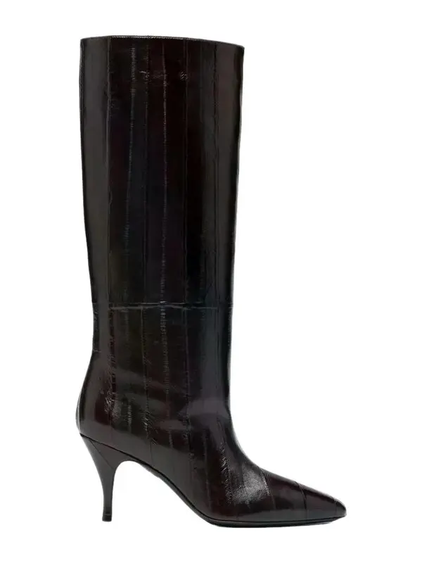 HERBERT LEVINE Panelled Knee-high Leather Boots - Brown
