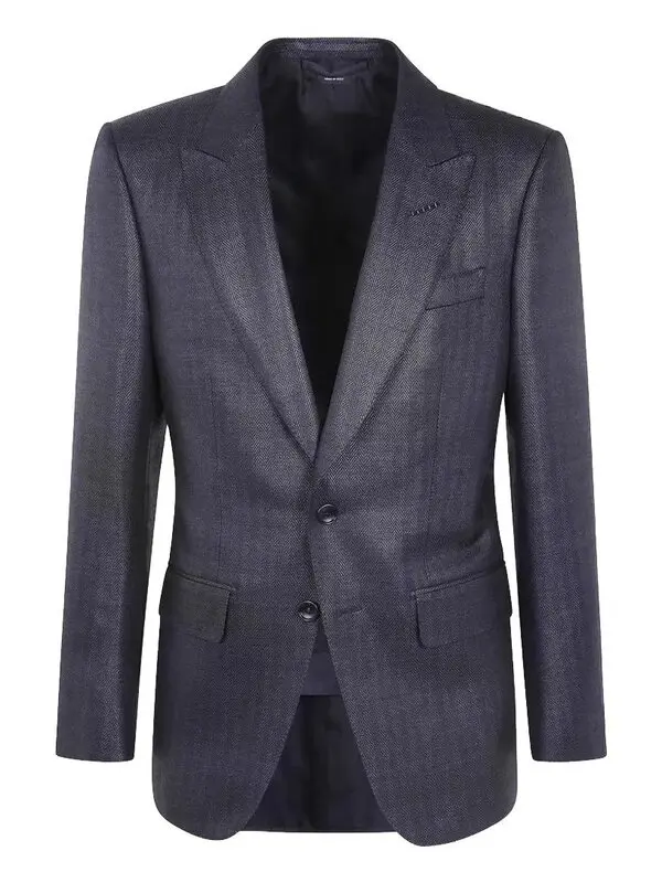 TOM FORD Herringbone-pattern Wool Blazer - Black