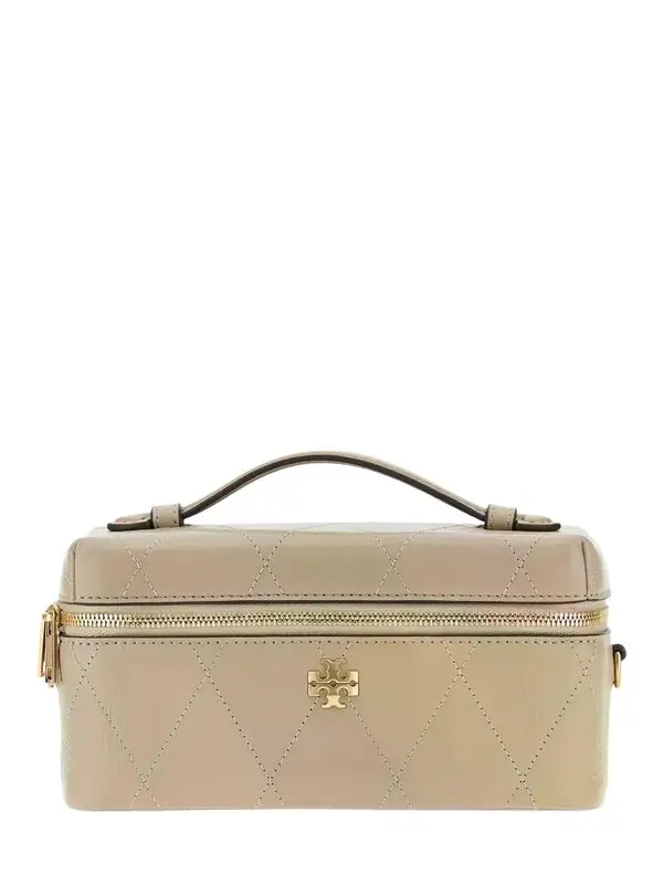 Tory Burch Charlie Quilted Leather Beauty Case - Neutrals