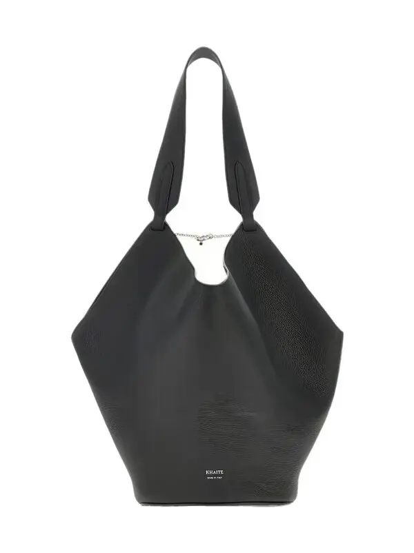 Khaite Lotus Grained Leather Shoulder Bag - Black