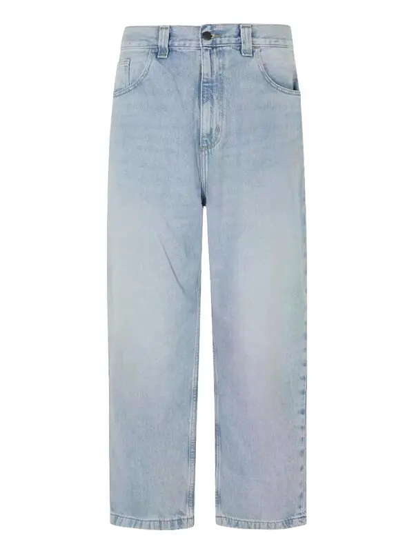 Carhartt Work In Progress Wide Leg Jeans With Logo Patch - Blue