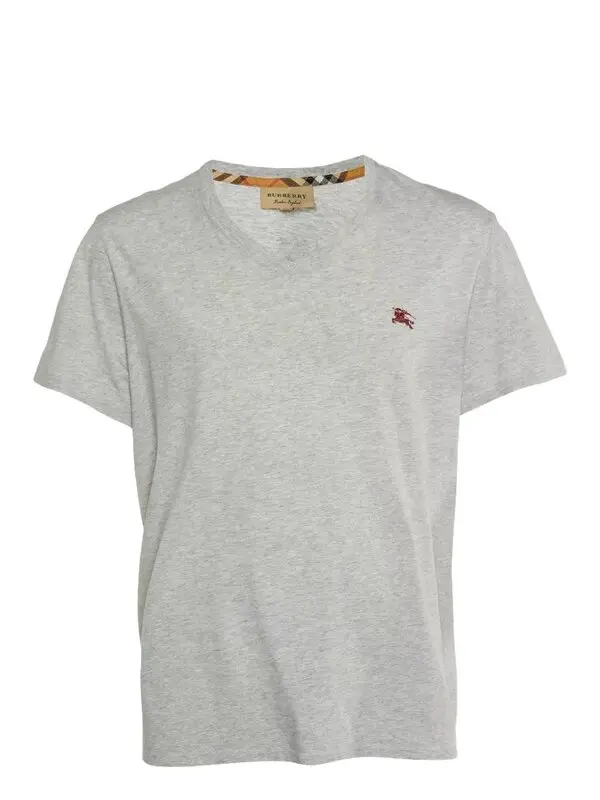 Burberry Embroidered V-neck T-shirt - Grey