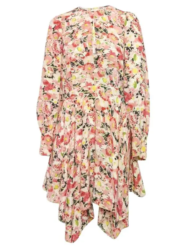 Stella McCartney Floral Print Silk Mini Dress - Neutrals