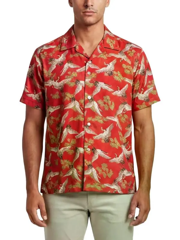 Amiri Crane-print Silk Shirt - Red