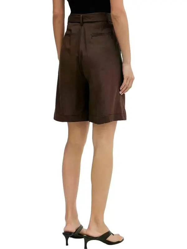 VICOLO Pleated Belted Shorts - Brown
