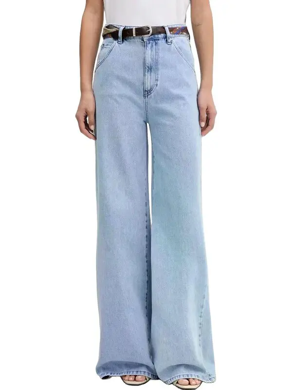 VICOLO Belted Wide-leg Jeans - Blue