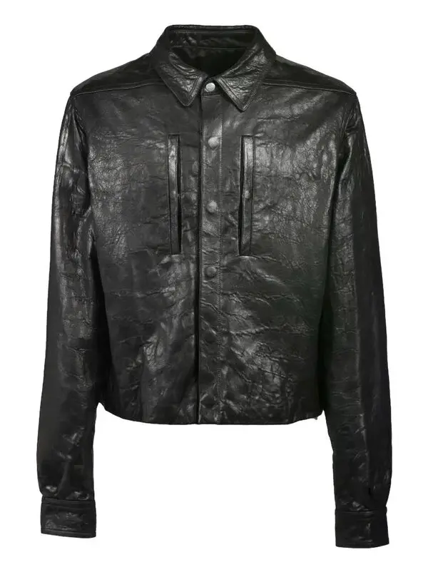 Rick Owens Crinkled Leather Jacket - Black
