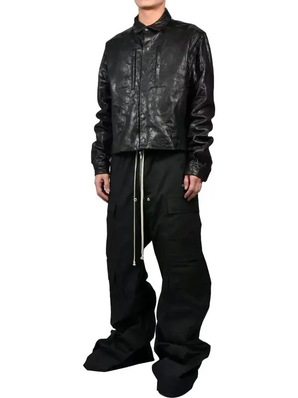 Rick Owens Crinkled Leather Jacket - Black