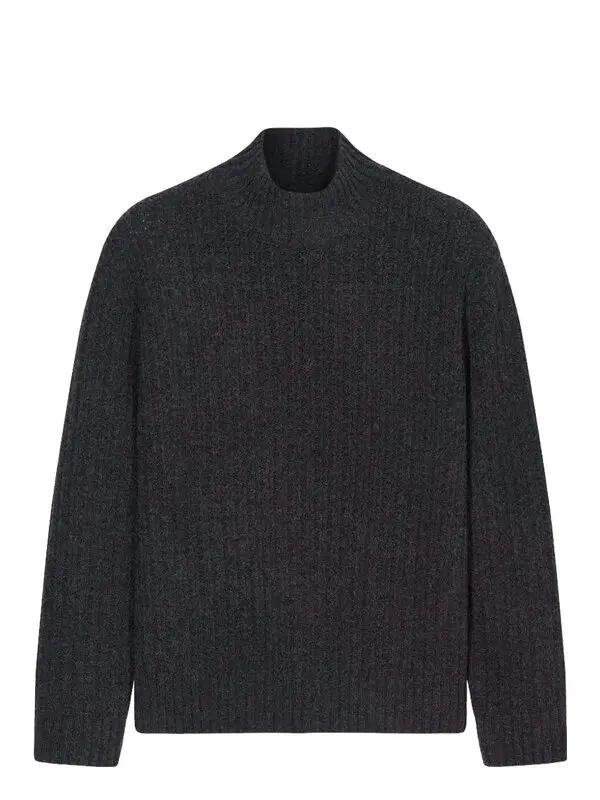 Closed Ribbed-knit Wool Sweater - Black
