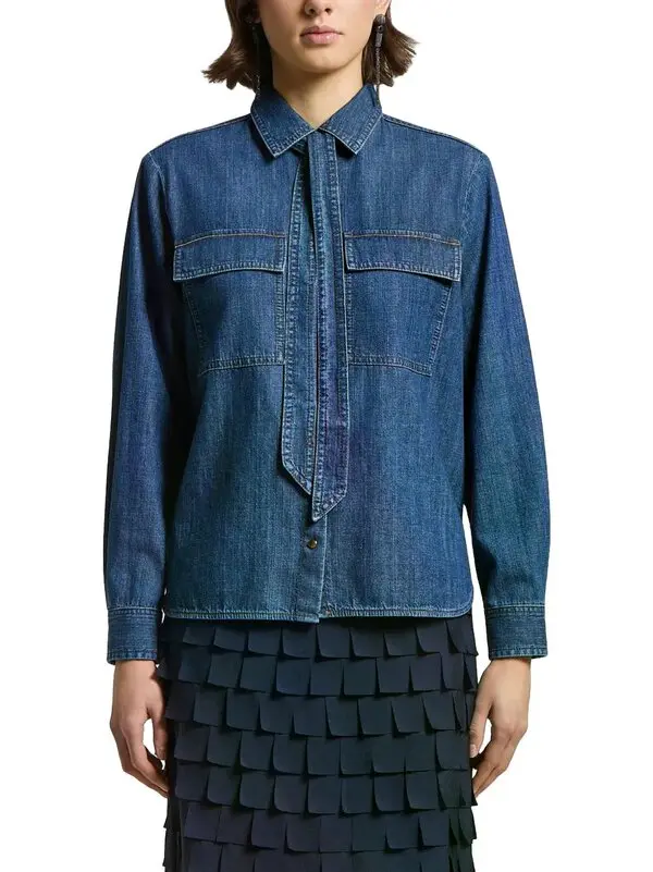 Peserico Tie-detail Denim Shirt - Blue